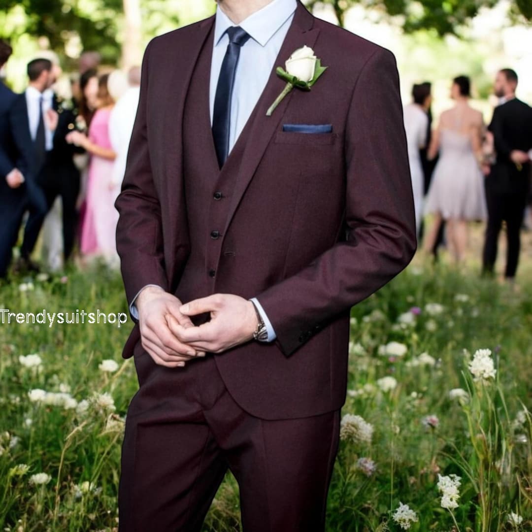 Men Maroon Suit - Groom Wedding Suit - Maroon Suit - Men Wedding Suit ...