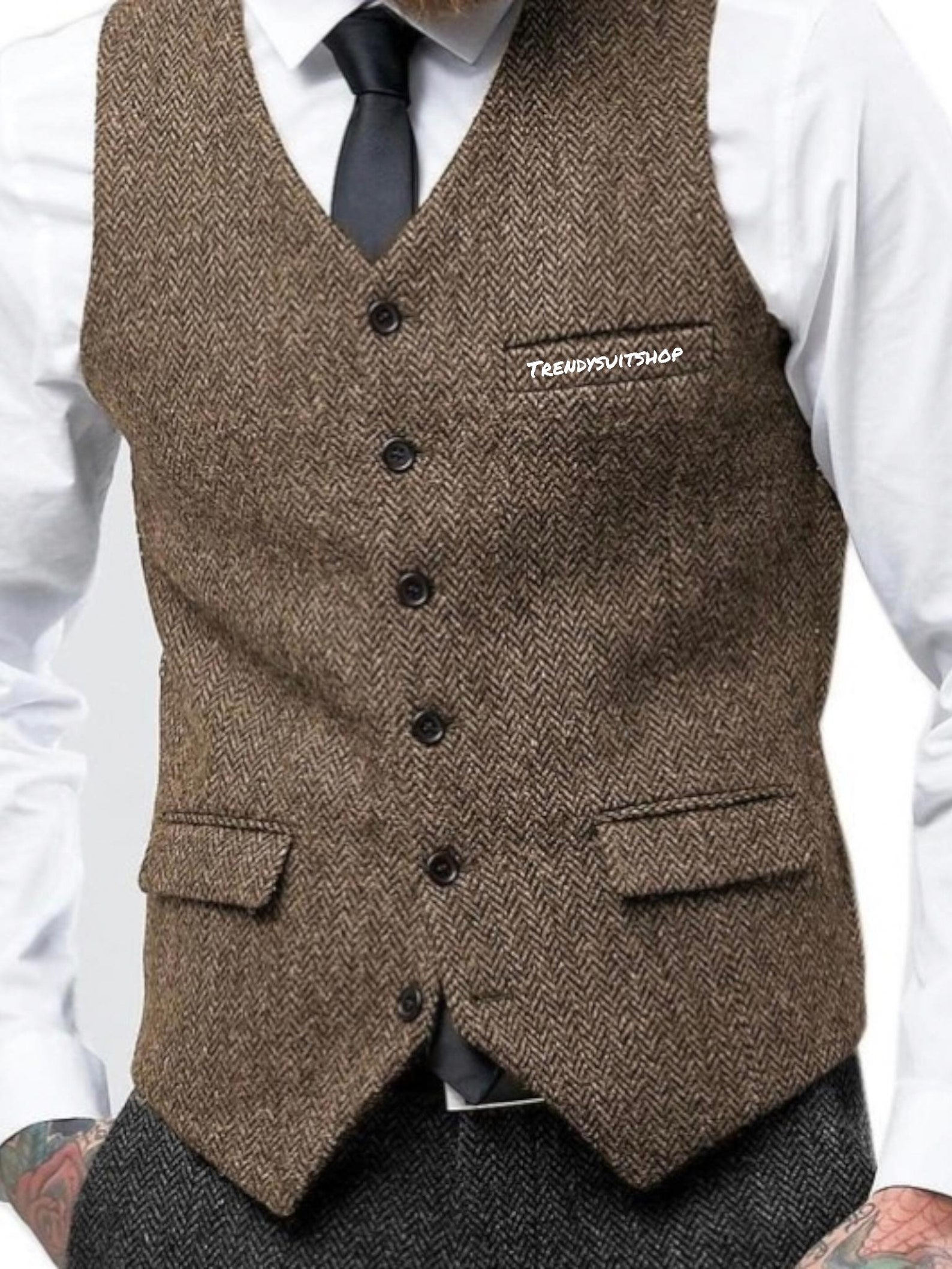 Brown Tweed Vest - Tweed Vest for Men - Groom Wedding Wear - Gift for ...