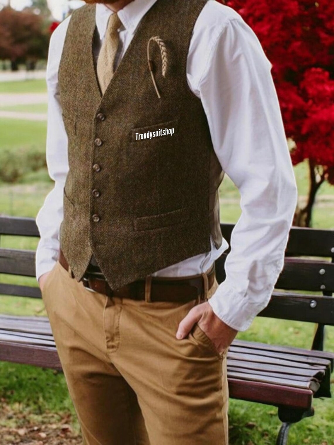 Brown Tweed Vest Vest for Men Groom Wedding Wear Party Wear Jacket Men ...