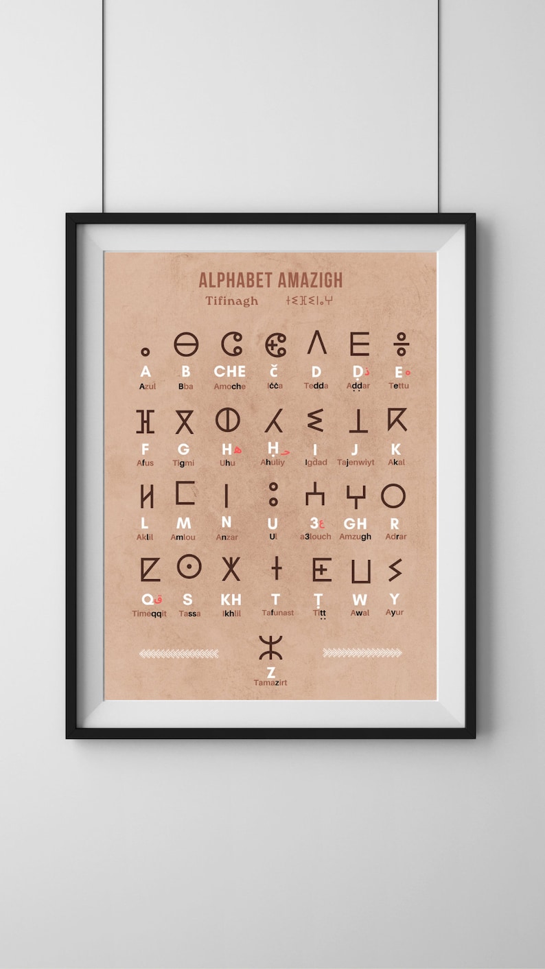 Alphabet Tifinagh amazigh Berber Poster Poster Tamazight Interior ...