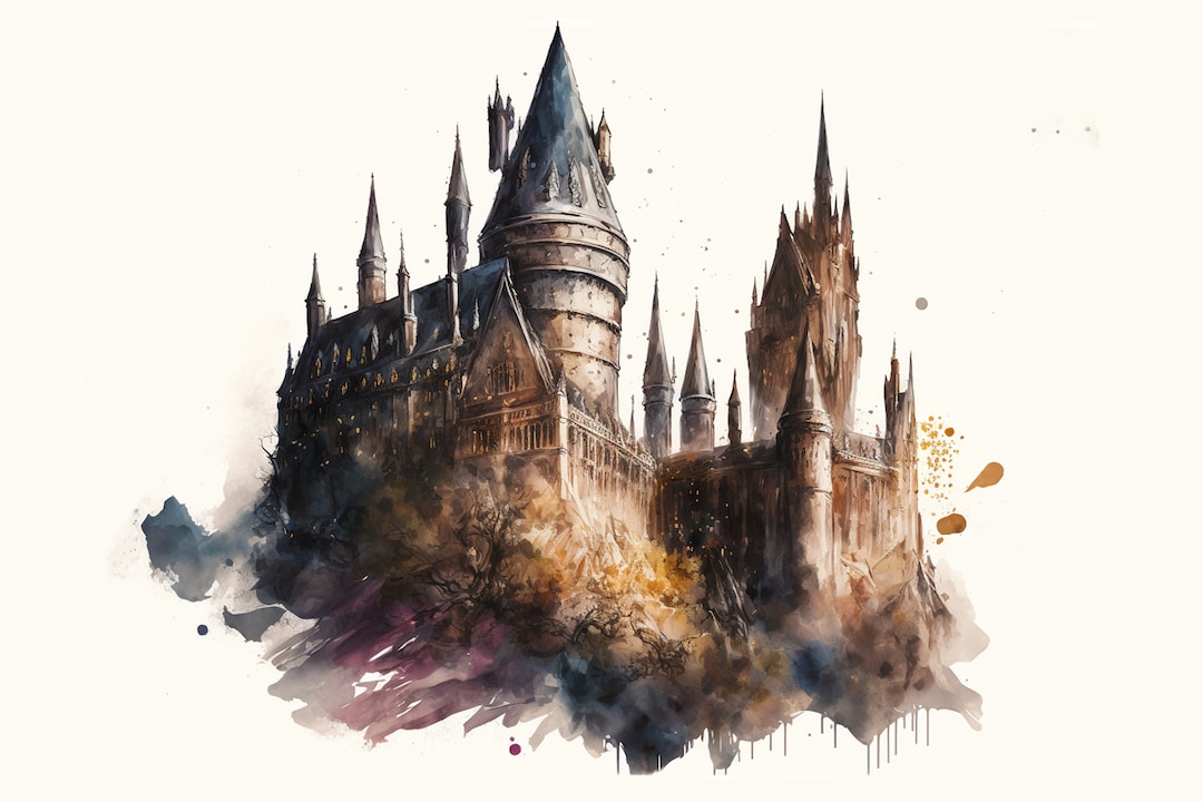 Magical School Watercolor Illustration, Wall Art, Art Print, Digital ...