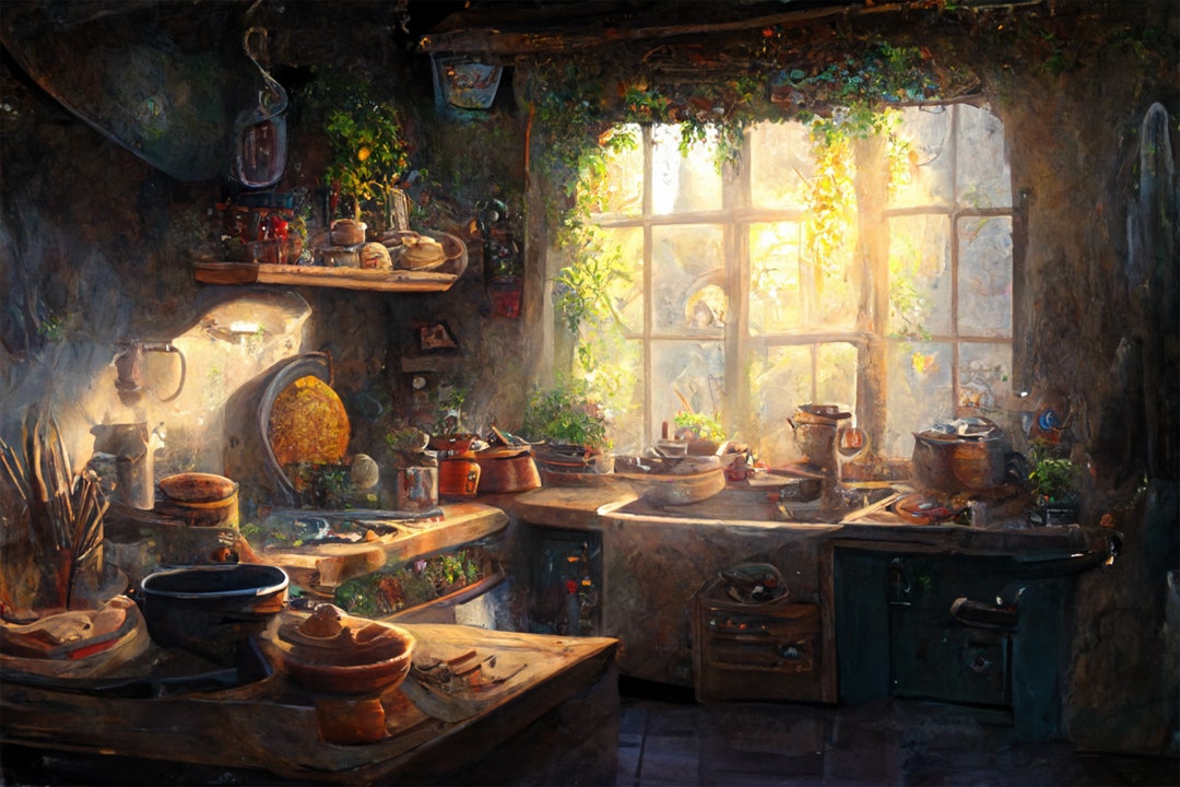 Kitchen of the Burrow Illustration, Wall Art, Art Print, Digital ...