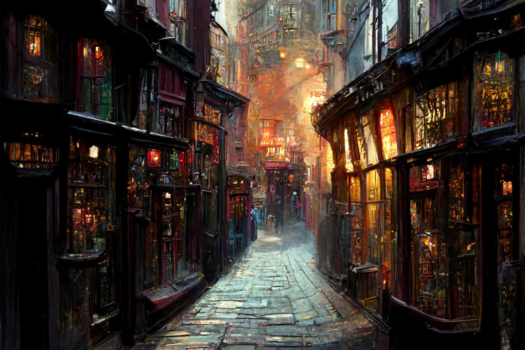 Magical Street Illustration Print Illustration, Wall Art, Art Print ...