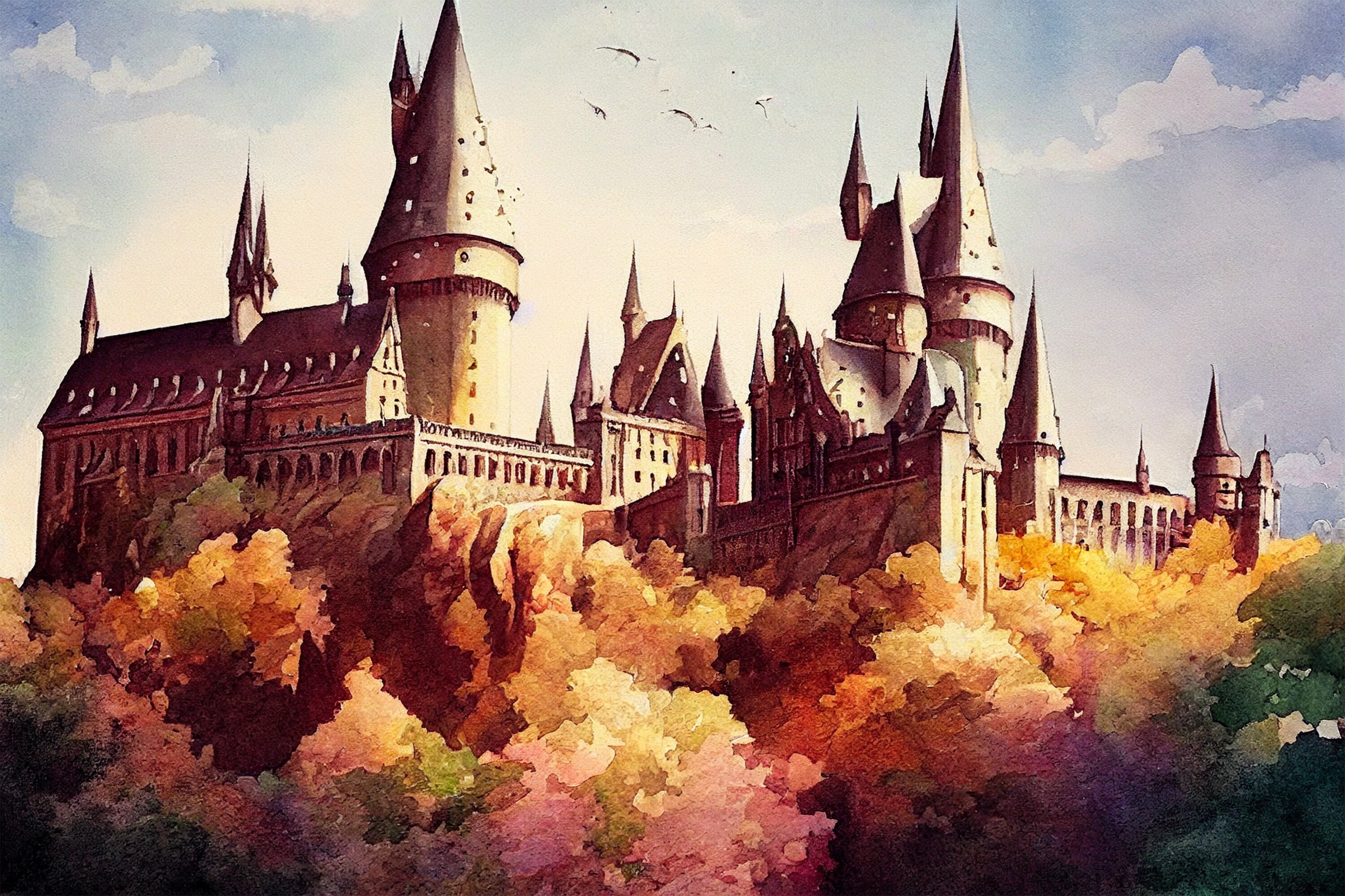 Fall at Magical Castle Illustration Wall Art Art Print - Etsy