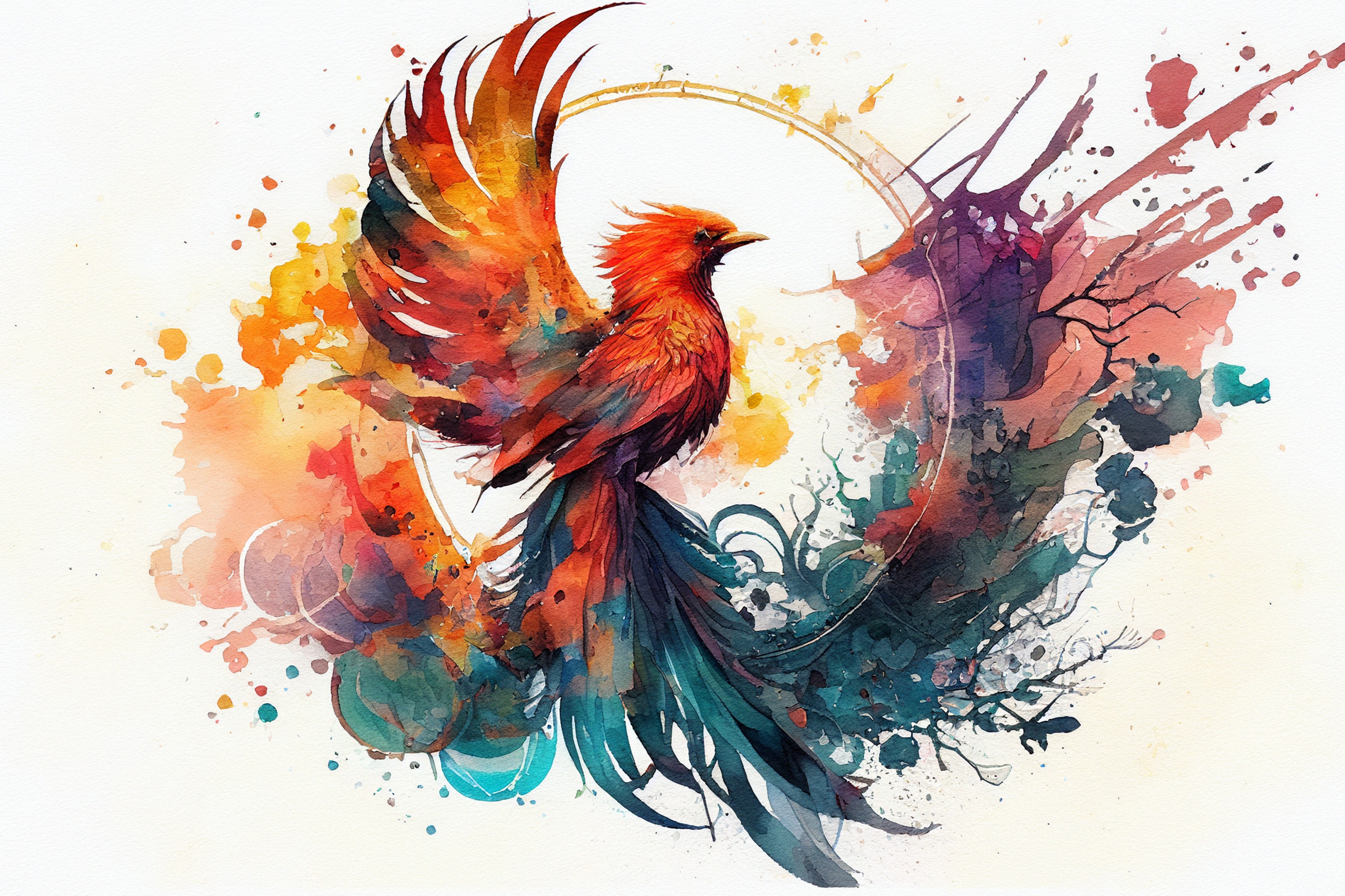 Phoenix Watercolor Illustration, Wall Art, Art Print, Digital Download ...