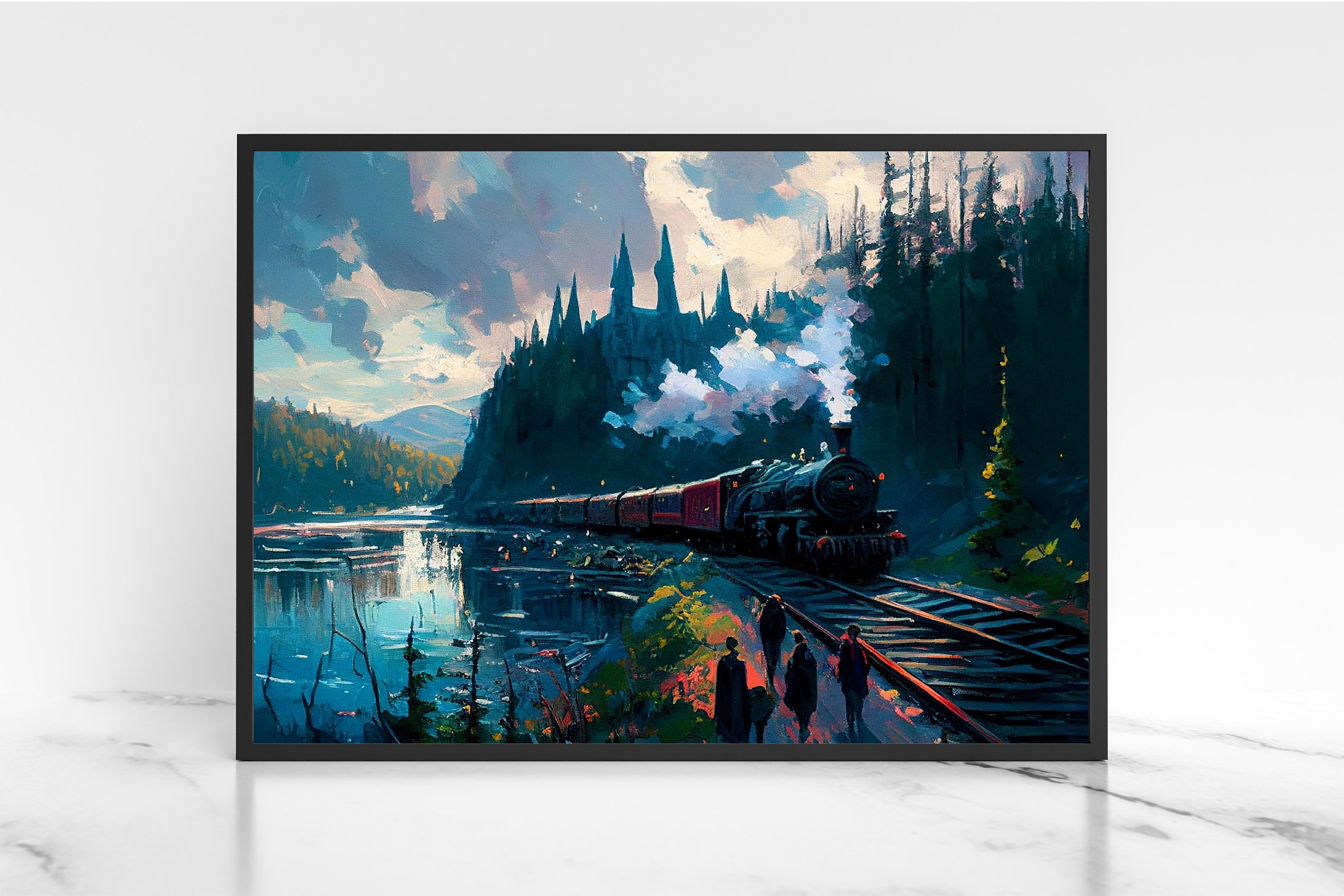 Magical Train Leaving Magical Castle Illustration Wall Art - Etsy