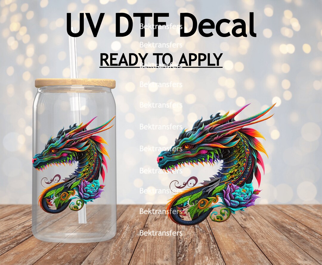 UV DTF Cool Dragon / Sticker Cup Decal Laptop Decal Ready 2 Apply No ...