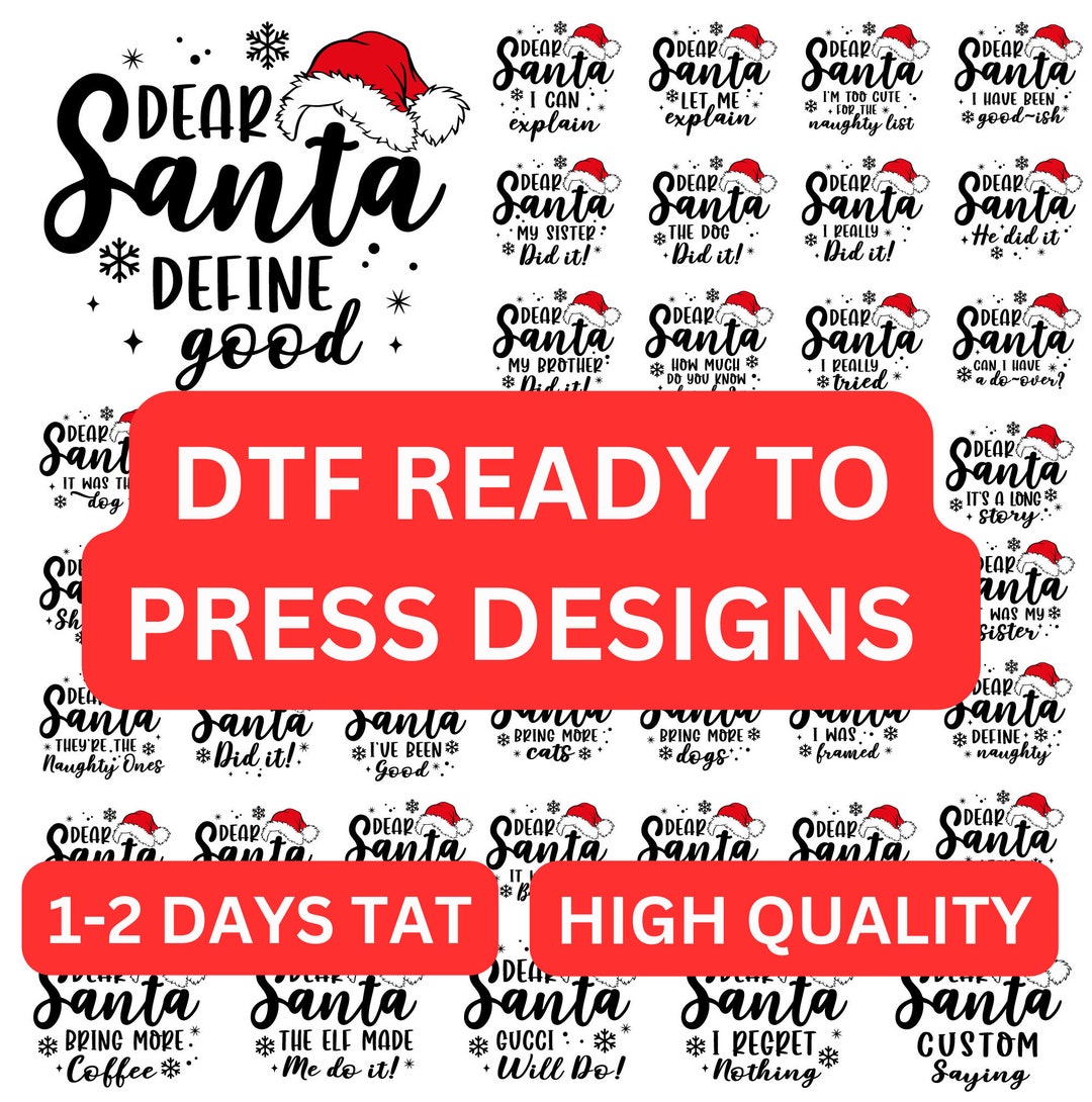 Dear Santa DTF, Christmas T-shirt Transfer, Ready-to-press Sheet ...