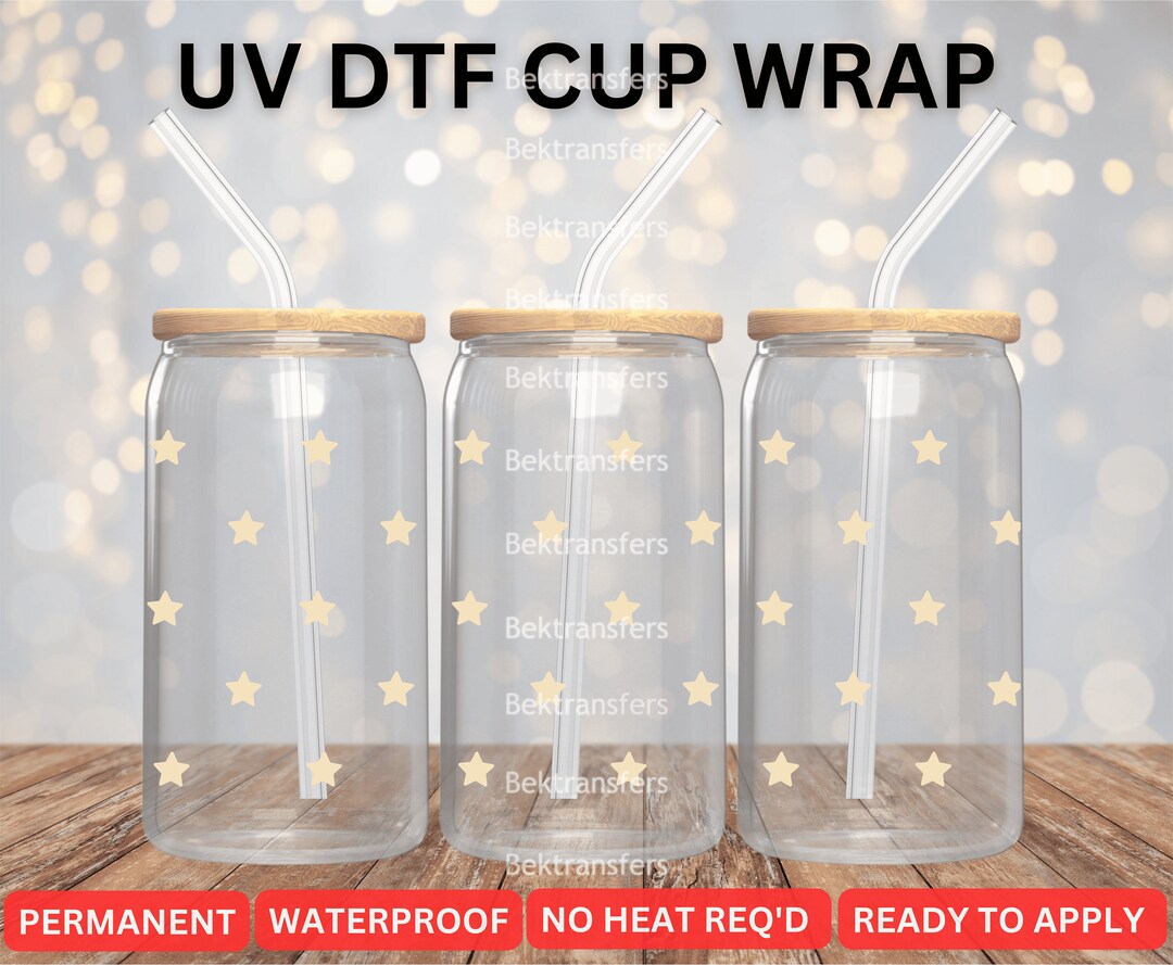 Mini Stars Chart Wrap DTF Cup Wrap for 16 Oz Glass Cans Ready to Apply ...
