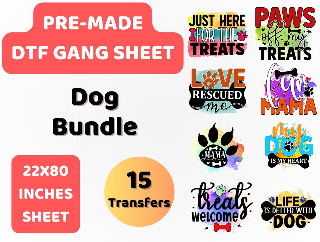 Premade DTF Gang Sheet Dog Bundle DTF Transfer Direct to Film Transfer ...