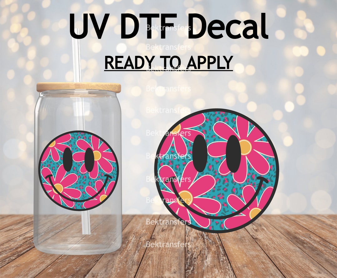 UV DTF Flowers Smiley Decal/sticker Cup Decal Laptop Decal Ready to ...