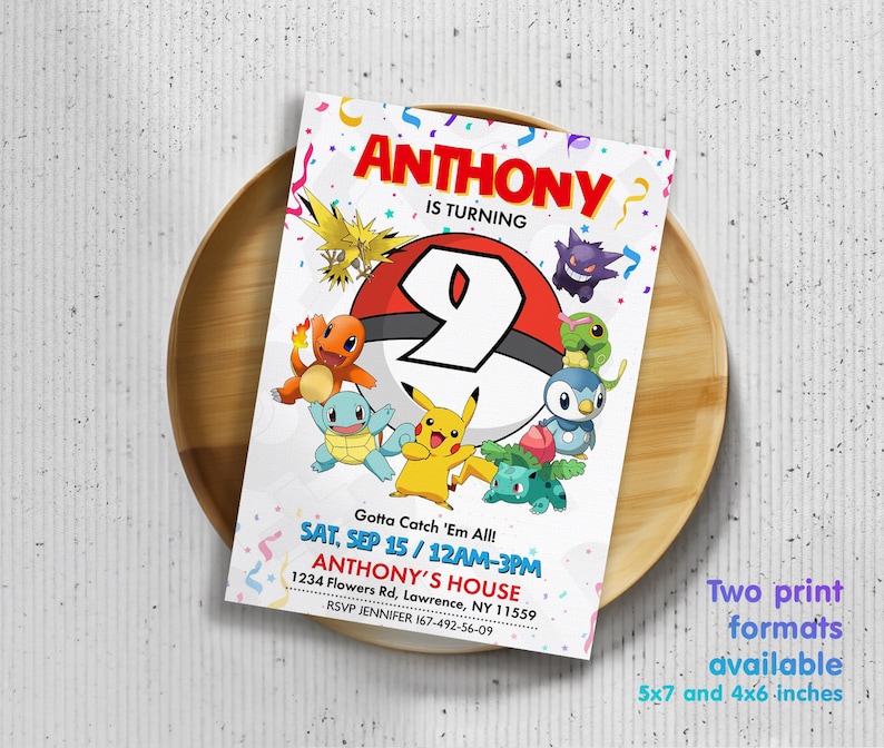 Printable Birthday Invitation, B-day Invite, Editable Invitation, Anime ...