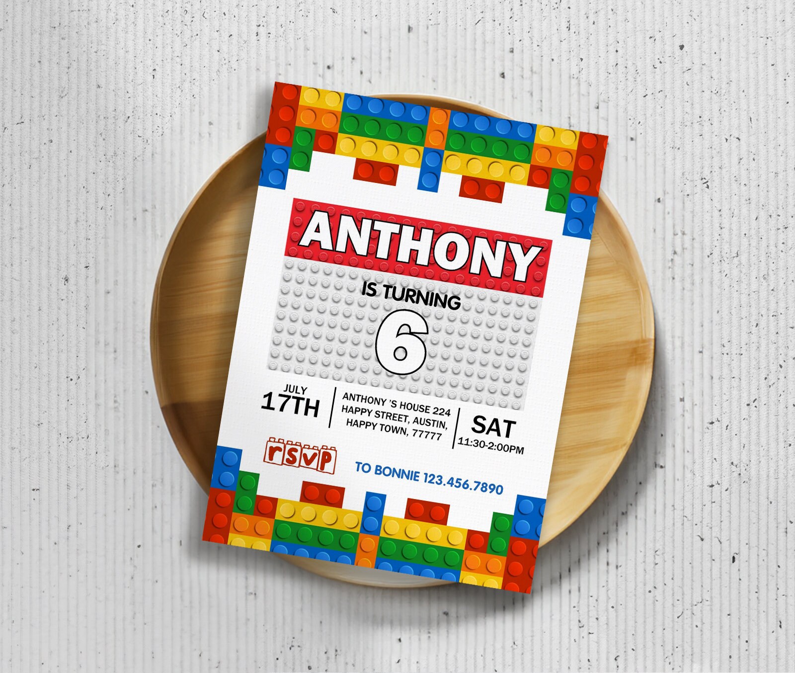 Building Blocks Invitation, Building Blocks Invite, Printable Editable ...