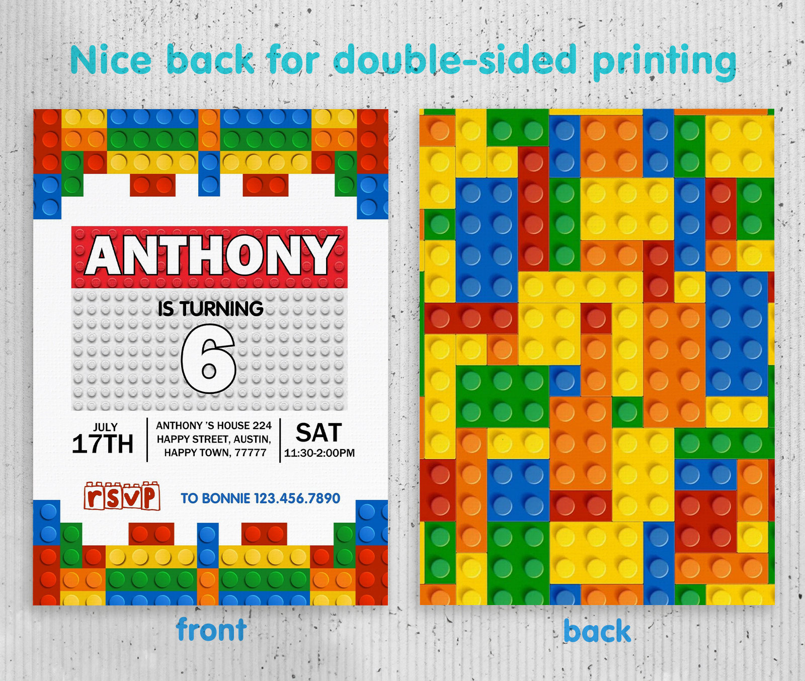 Building Blocks Invitation, Building Blocks Invite, Printable Editable ...