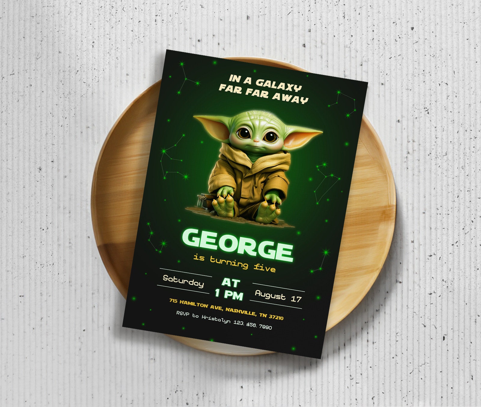 Baby Yoda Birthday Invitation, Star Wars Invite, Printable Grogu ...