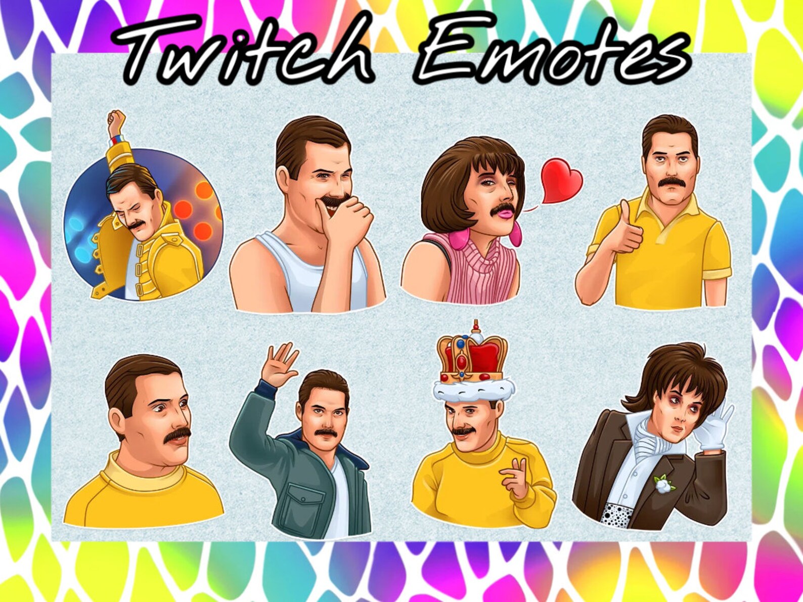 Freddie Mercury Queen Emotes, Twitch Emotes, Cute Emotes, Discord ...