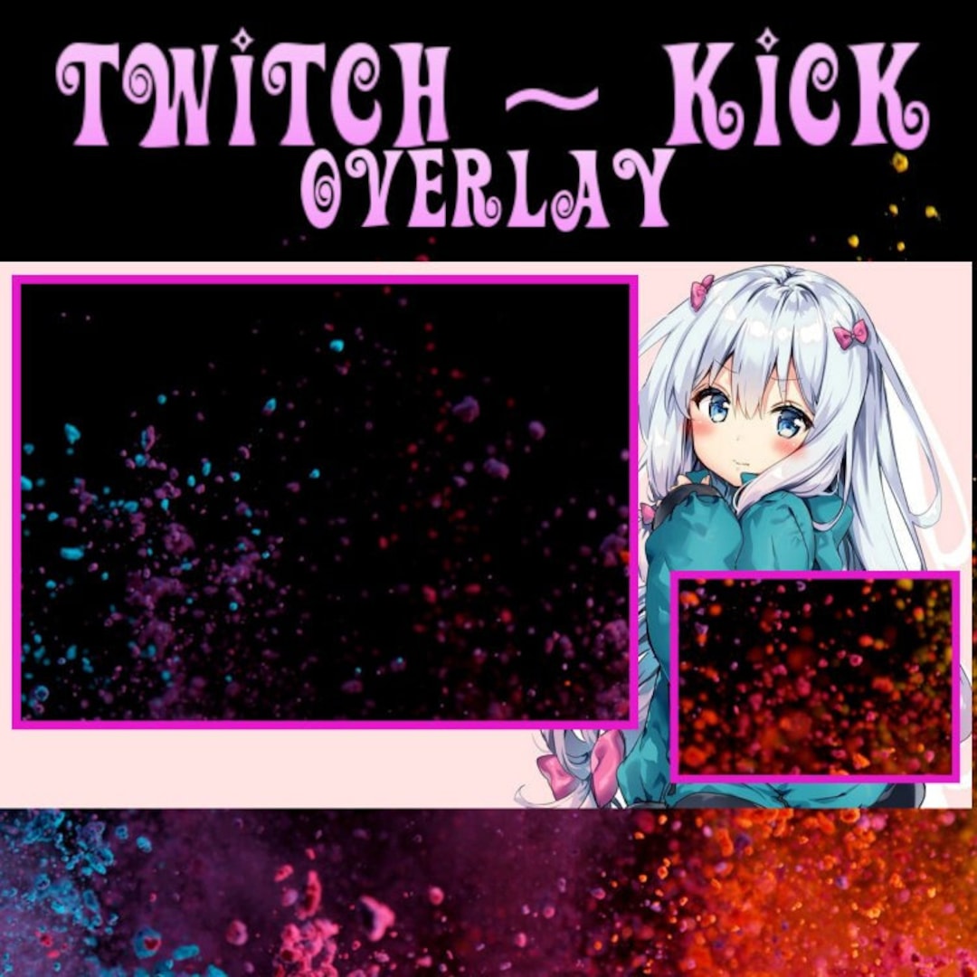 Pink Anime Girl Overlay Screen, Twitch Overlay Screen, Streaming ...