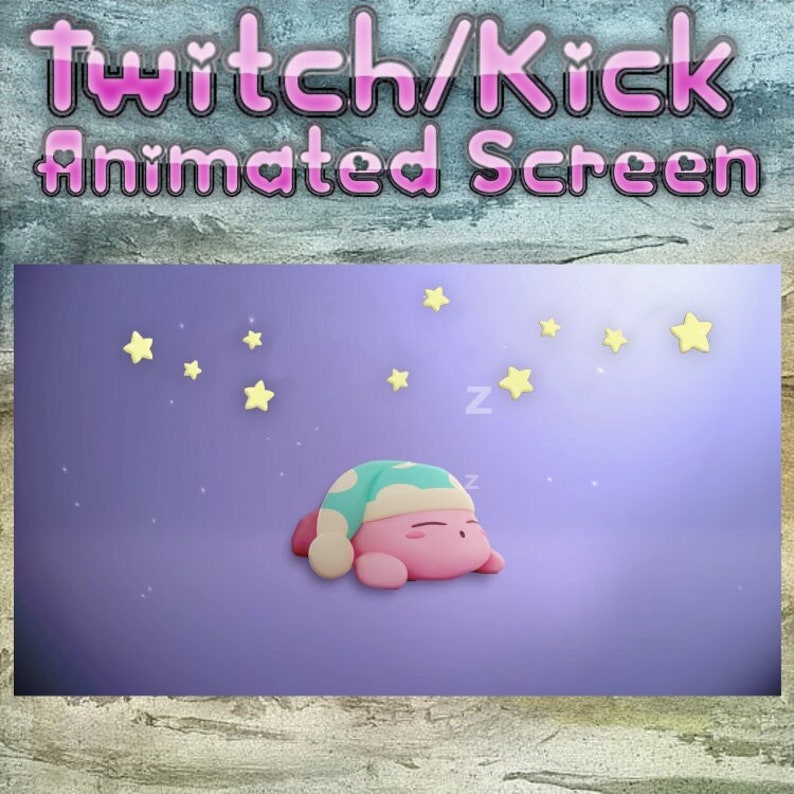 Sleeping Kirby Twitch Kick Screen, Streaming Screen, Animated Screen ...
