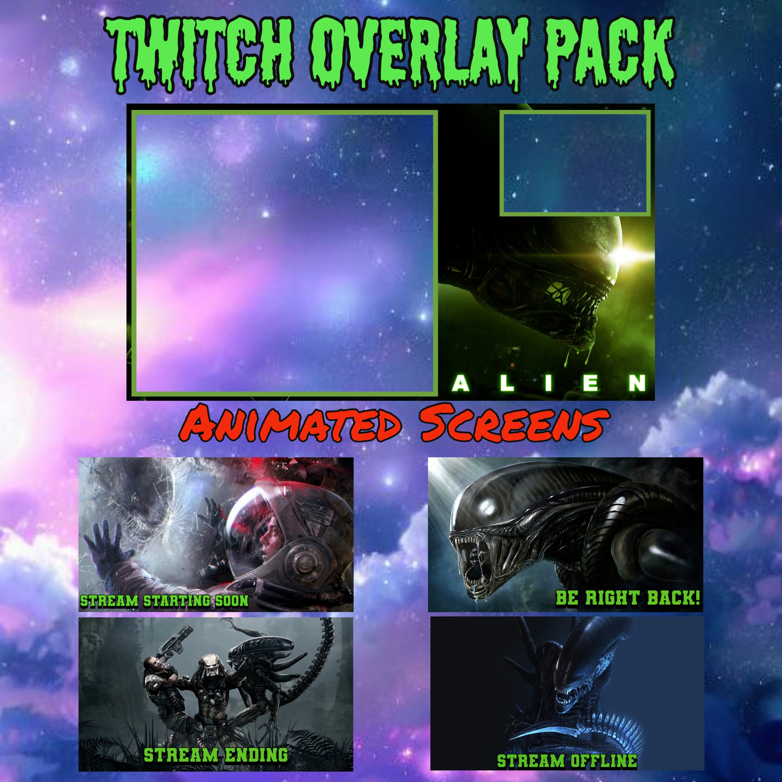 Alien Isolation Stream Overlay Pack, Twitch Overlay, Stream Overlay ...