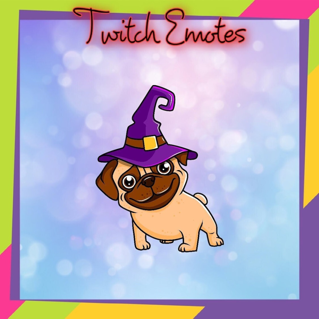 Pug Witch Wizard Hat Emote, Twitch Emotes, Cute Emotes, Discord Emotes ...