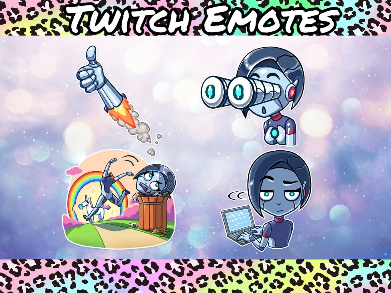 Robot Girl Emotes, Twitch Emotes, Discord Emotes, Streamer Emotes, Cute ...