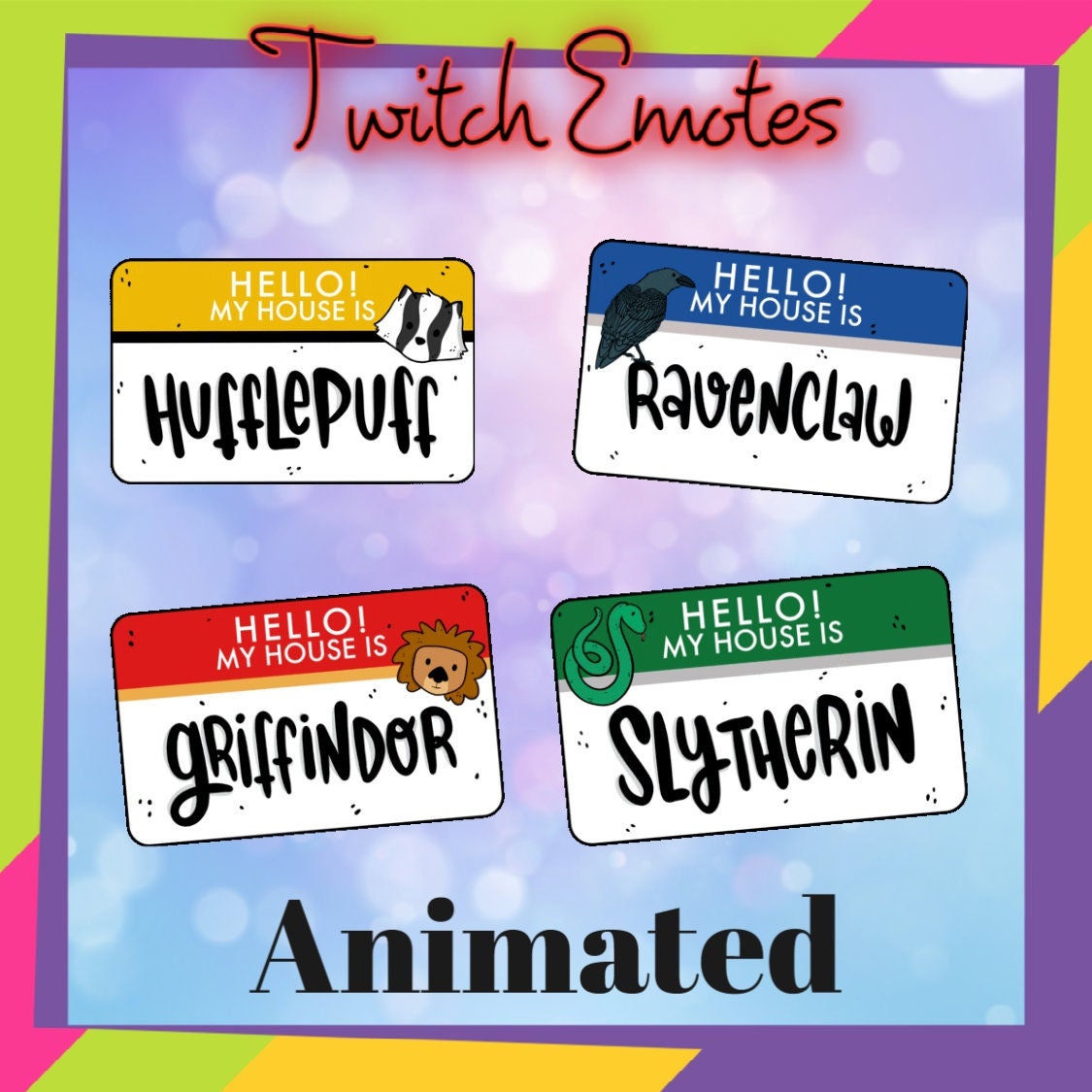 Animated 4 Pack Harry P House Emotes, Twitch Emotes, Cute Emotes ...