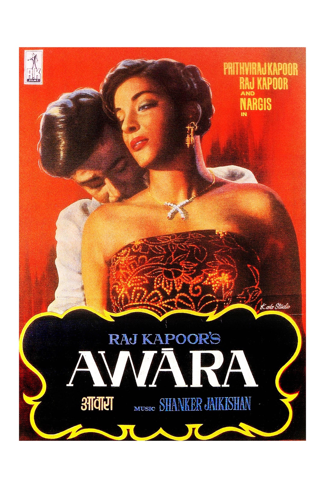 Indian Classic Cinema Awara 1951 Poster Mini Print Hindi - Etsy