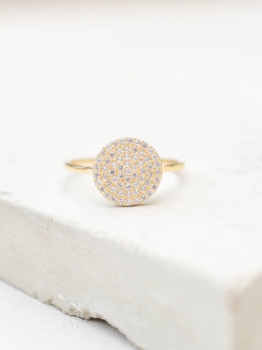 Unique American Diamond in 925 Sterling Silver Ring, Silver Disc Ring ...