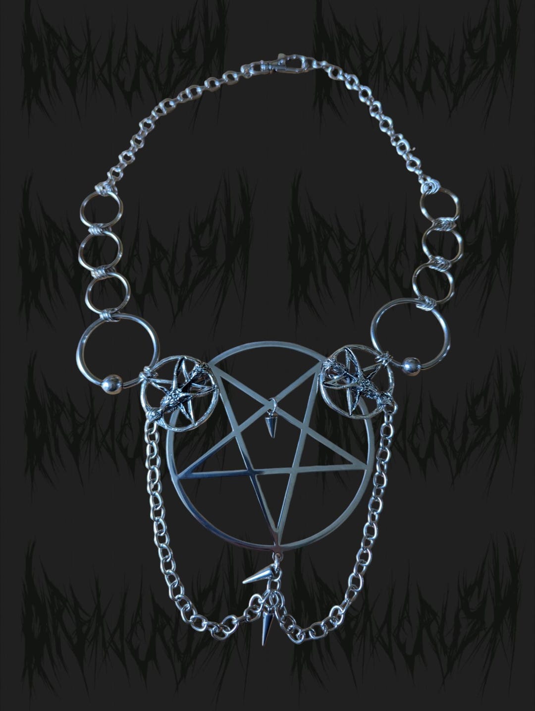Goth, Pentagram, Studs, Choker, Collar, Dreadcrush Shop, Handmade ...