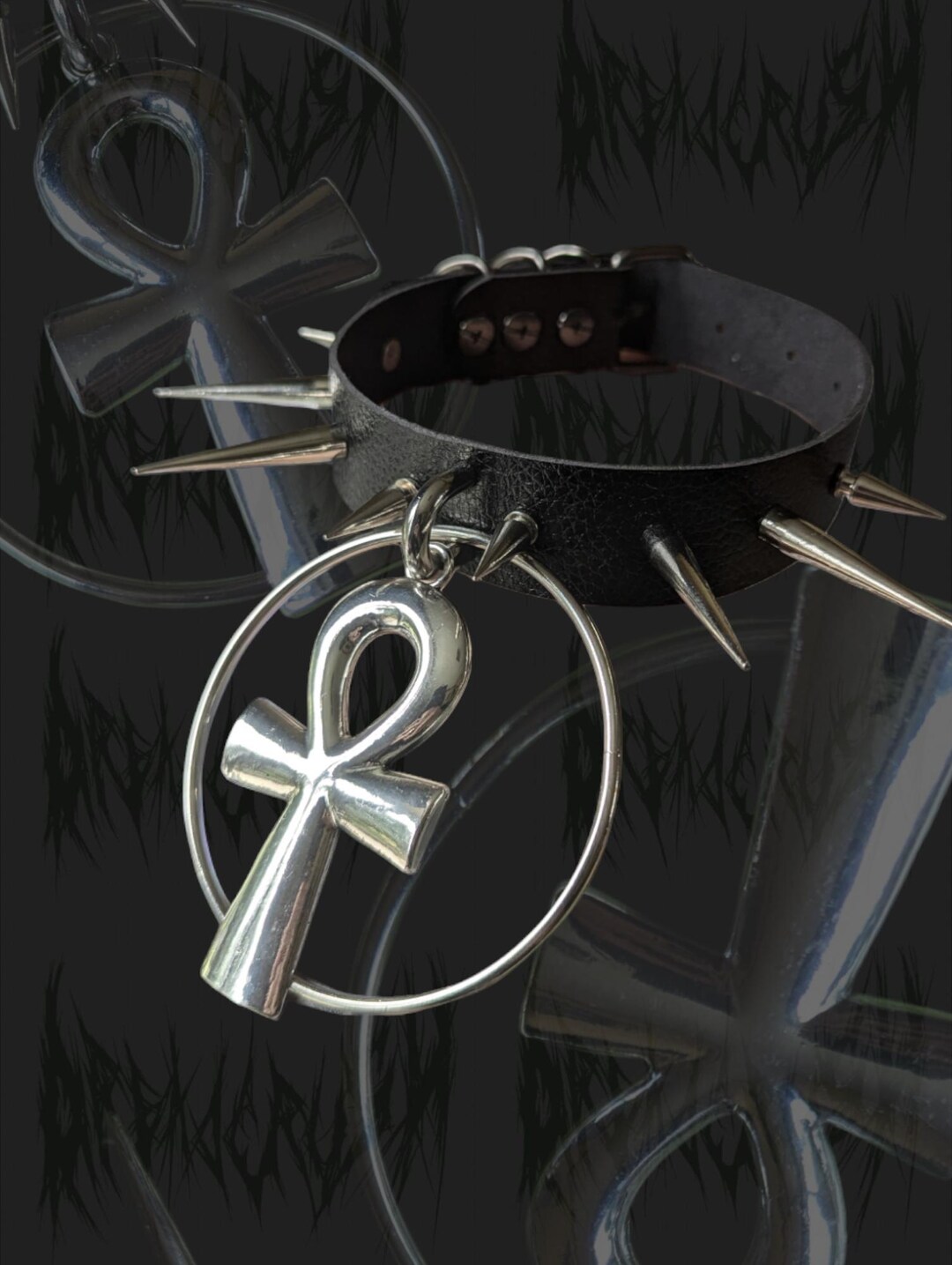 Goth, Pentagram, Studs, Choker, Collar, Dreadcrush Shop, Handmade ...