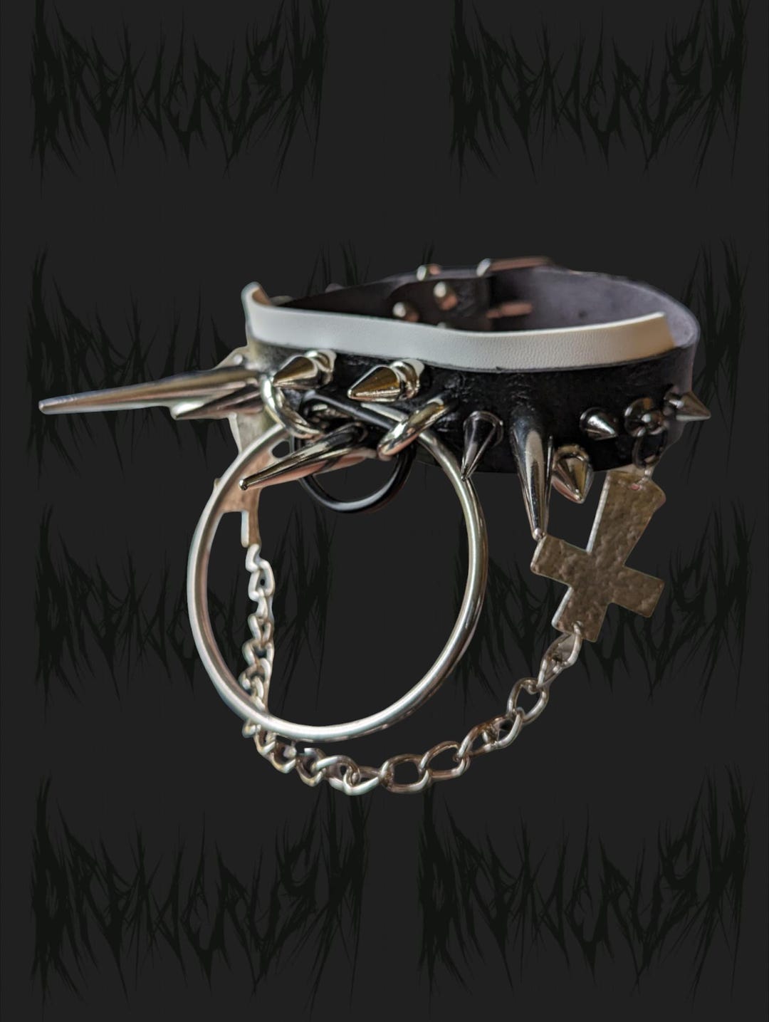 Goth, Pentagram, Studs, Choker, Collar, Dreadcrush Shop, Handmade ...