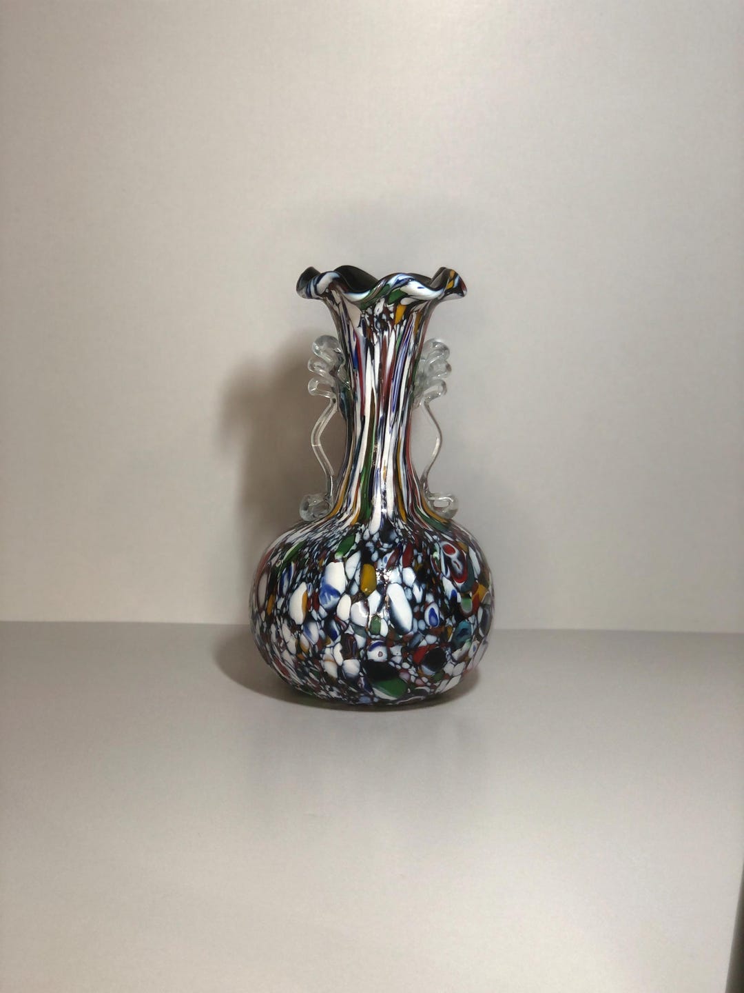 Vintage Murano Style Vase – Blown Glass Stain Color – Multicolored ...