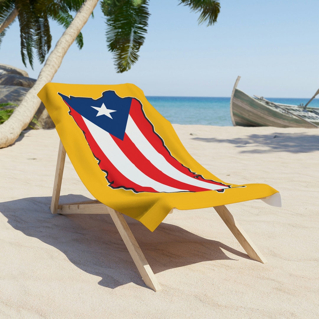 Puerto Rico Island Flag Beach Towels in Yellow - 2 Sizes Available - Etsy
