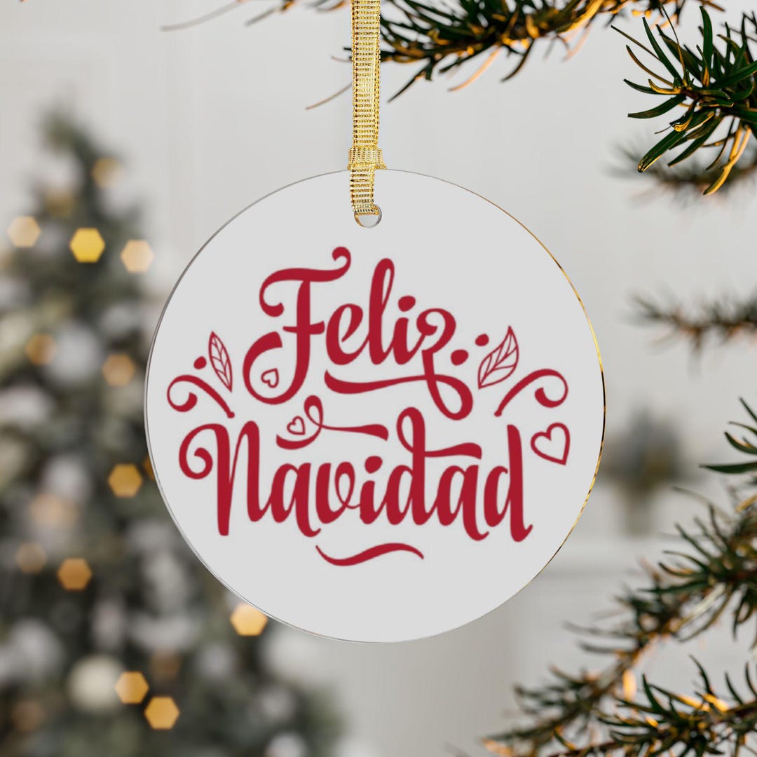 Feliz Navidad Christmas Acrylic Ornaments With White Background - Bulk ...