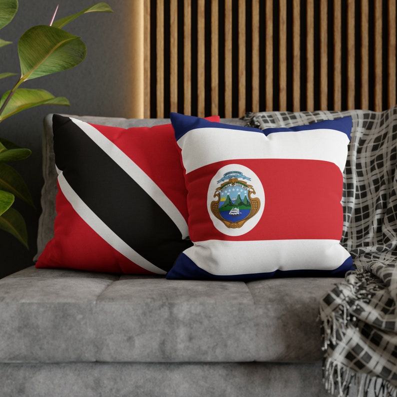 Costa Rica Flag Front & Trinidad and Tobago Flag Back Spun Polyester ...