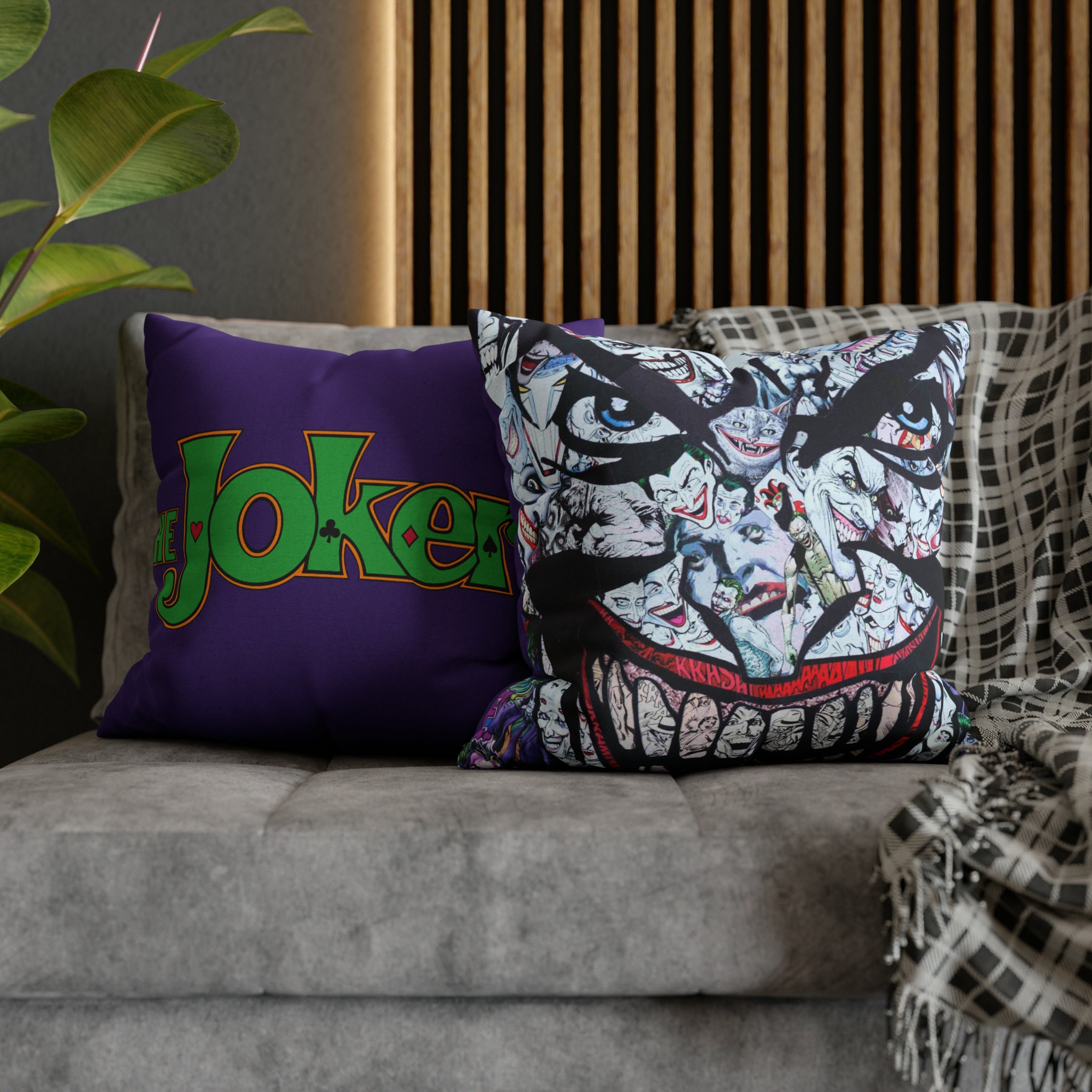Joker Comic Art Front & the Joker Logo Purple Background Back Spun ...