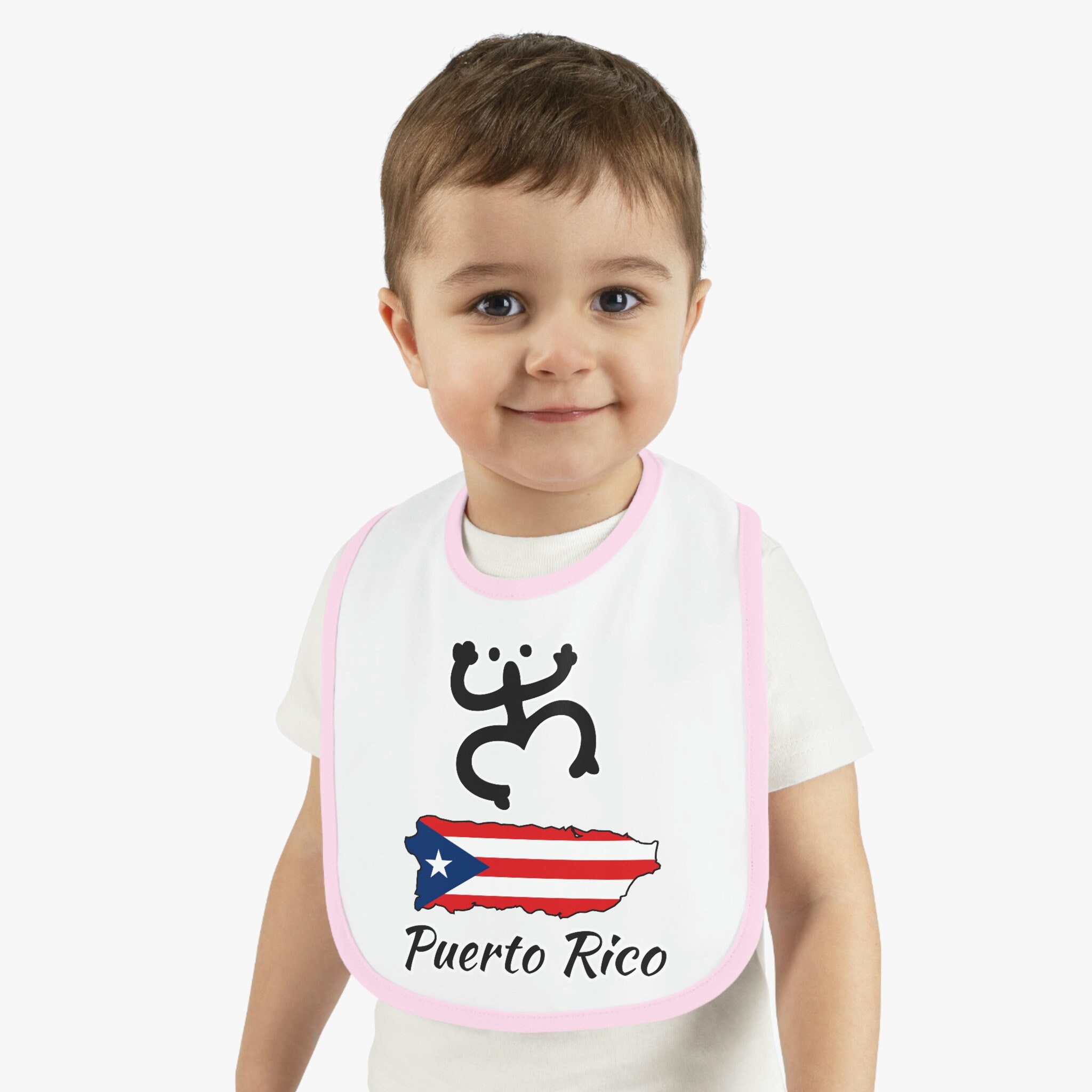 Coqui Puerto Rico Island Flag Baby Contrast Trim Jersey Bib - Etsy