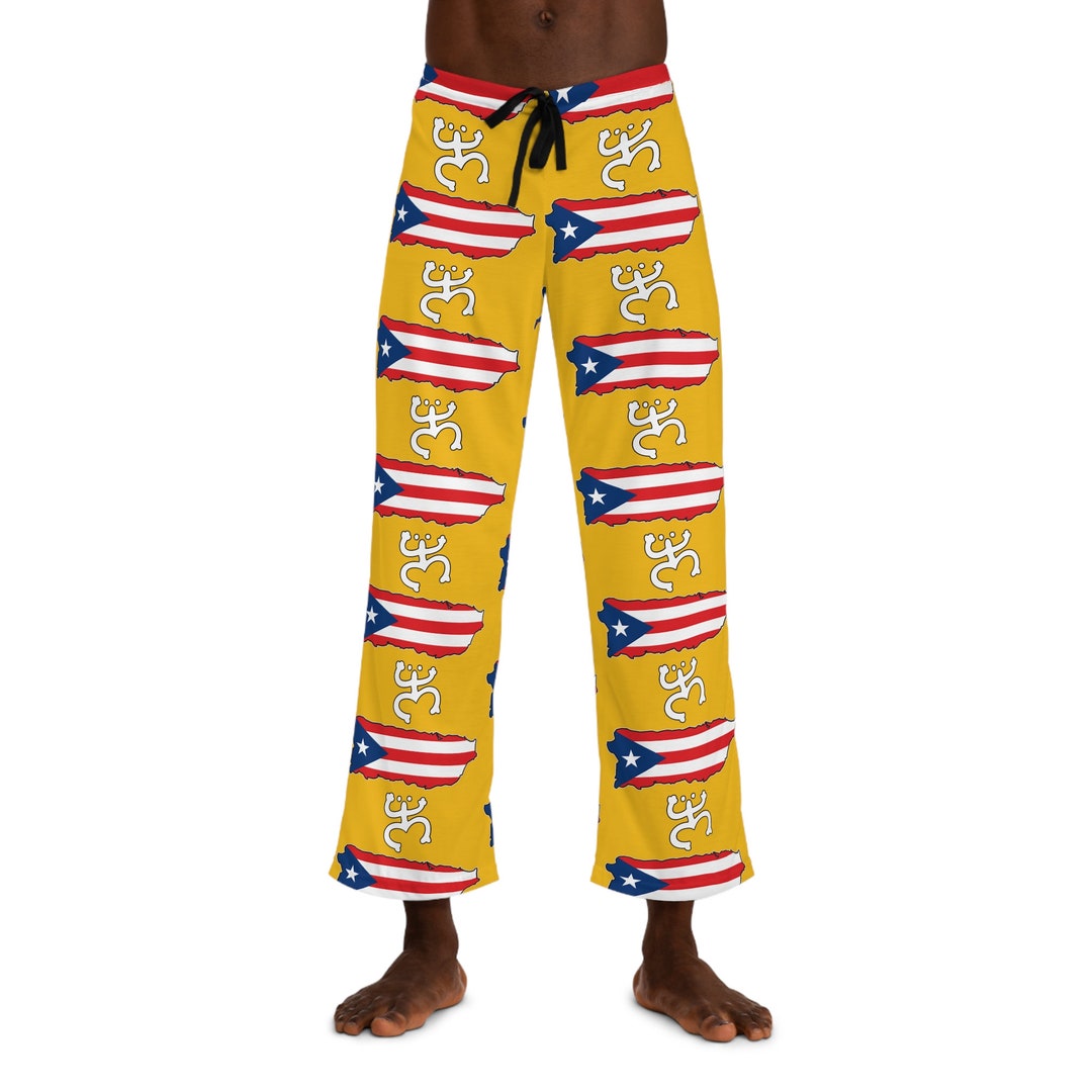 Puerto Rico Country Shape Flag With White Coqui Taino Men's Pajama ...