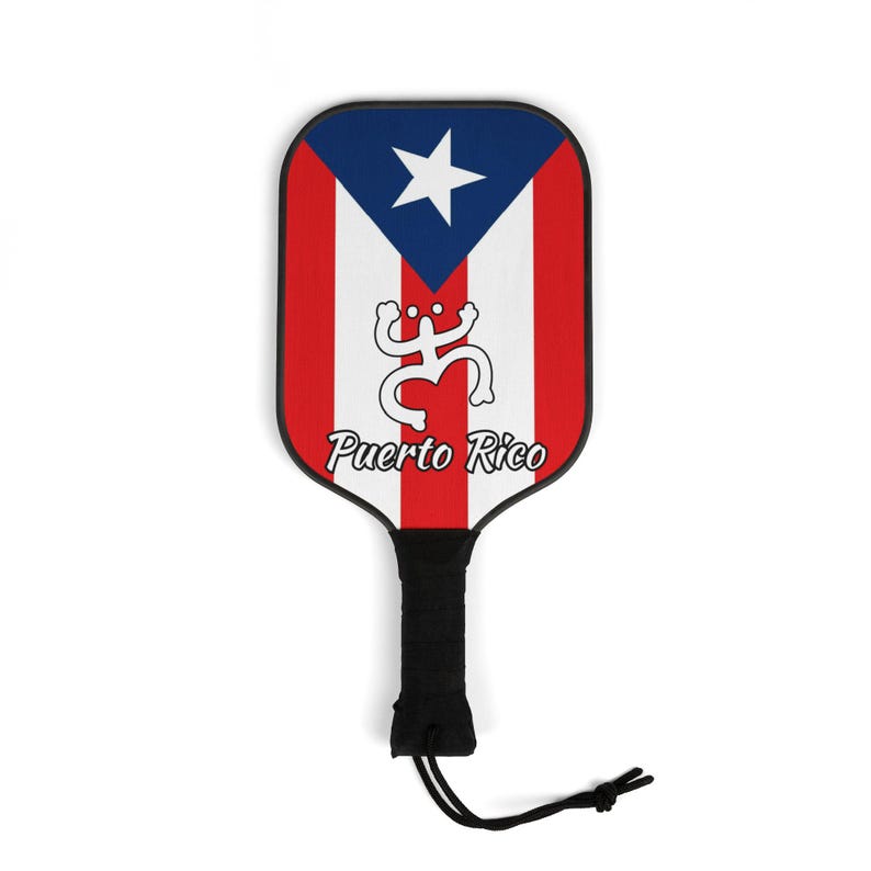 Puerto Rico Flag With Coqui Taino in White Letters Pickleball Paddle ...