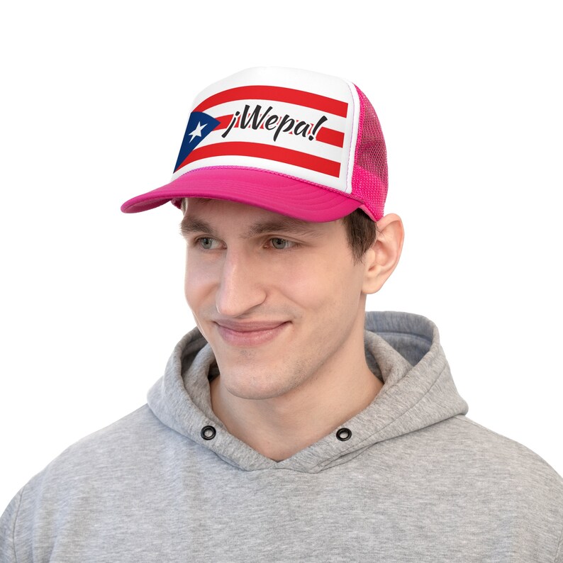 Puerto Rico Country Flag With Wepa in Black Trucker Caps - Multiple ...