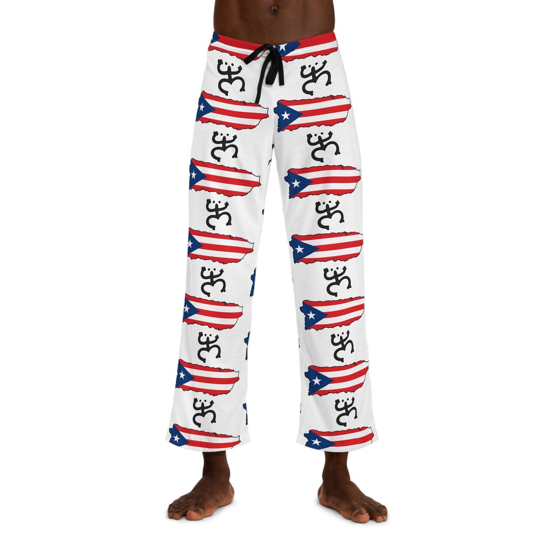Puerto Rico Country Shape Flag With Black Coqui Taino Men's Pajama ...