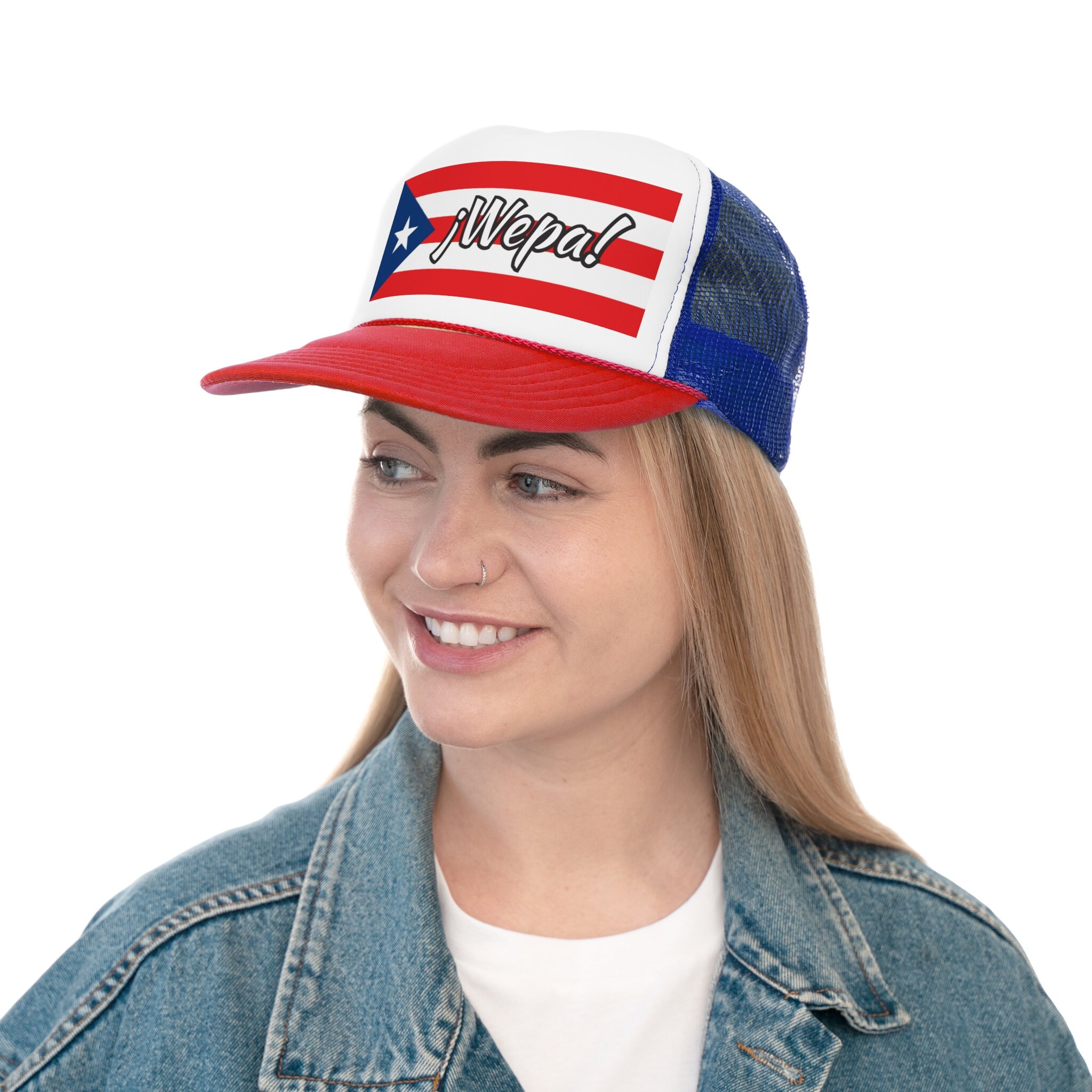 Puerto Rico Country Flag With Wepa in White Trucker Caps - Multiple ...