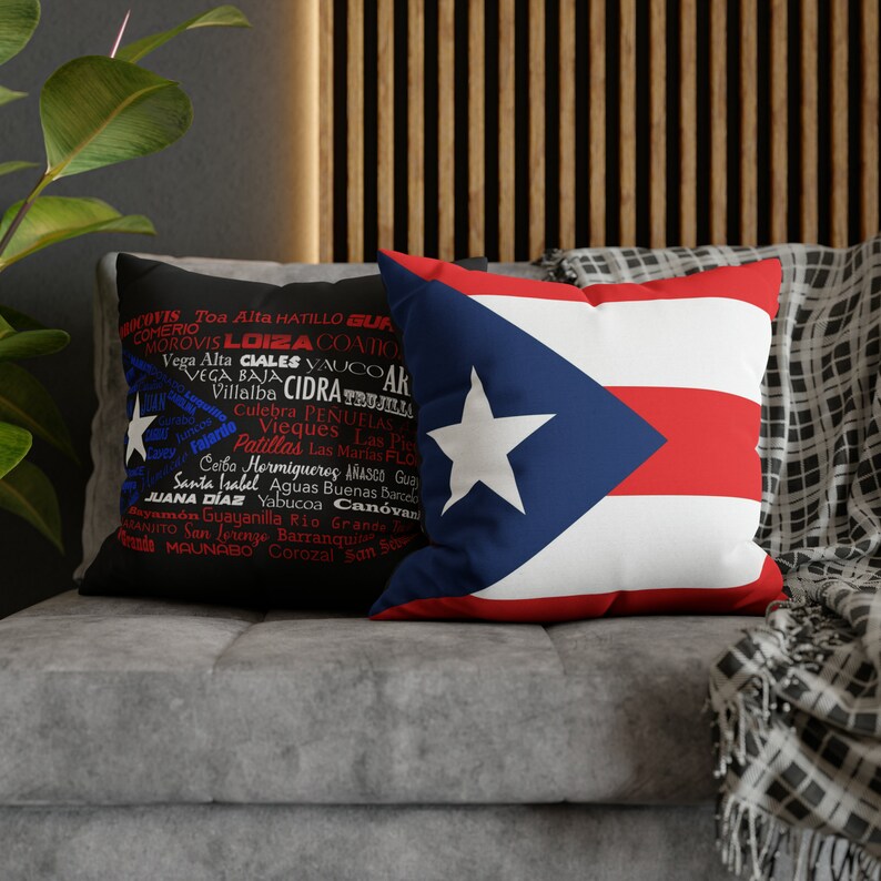 Puerto Rico Pueblos Names Flag Front & Puerto Rico Flag Back Spun ...