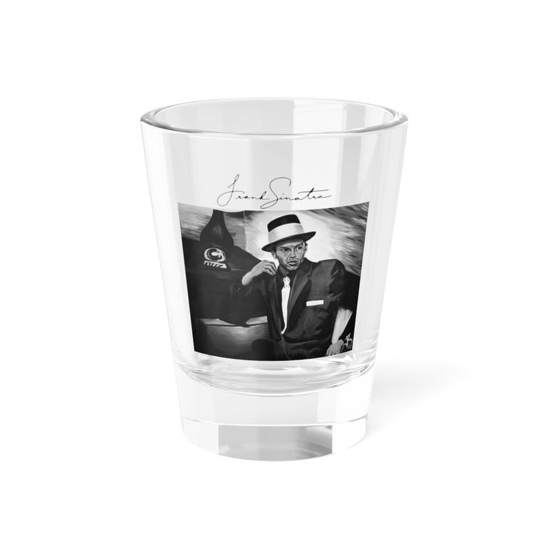 Frank Sinatra Painting With Signature Vintage Shot Glass in Black and ...