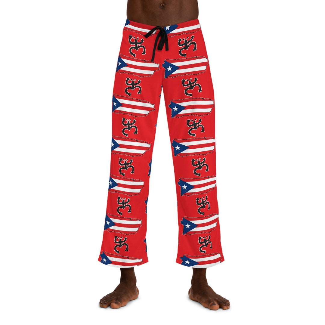 Puerto Rico Country Shape Flag With Black Coqui Taino Men's Pajama ...