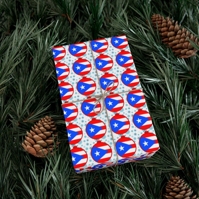 Puerto Rico Flag Ornament Christmas Navidad Gift Wrap Papers - Multiple ...