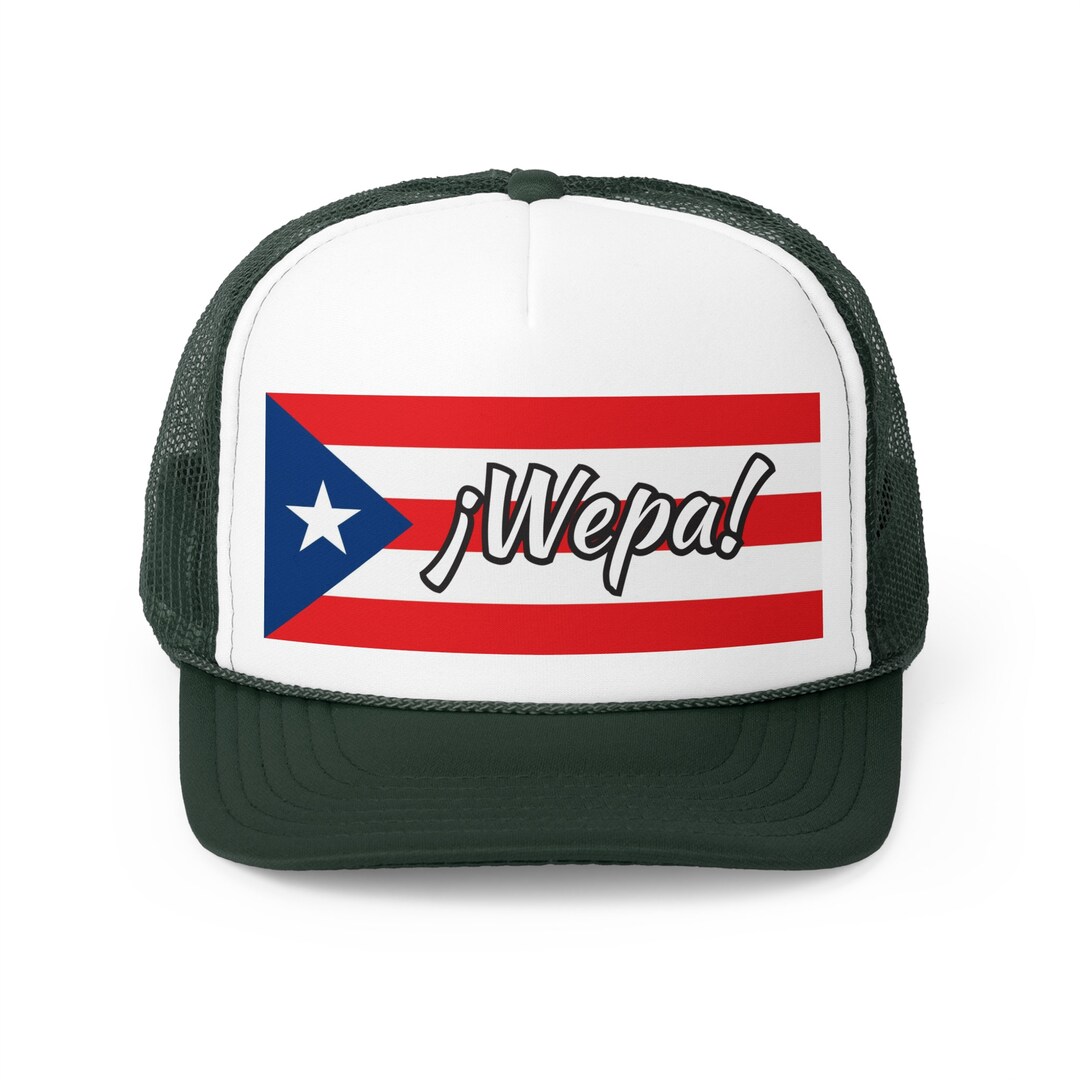 Puerto Rico Country Flag With Wepa in White Trucker Caps - Multiple ...