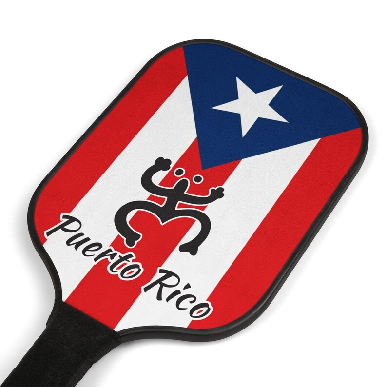 Puerto Rico Flag With Coqui Taino in Black Letters Pickleball Paddle ...