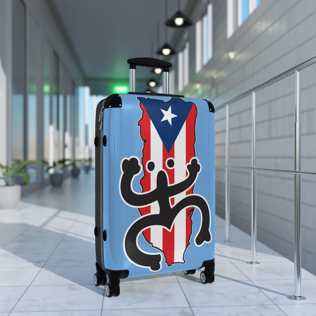 Puerto Rico Island Flag With Coqui Taino Suitcases in Light Blue 3 ...