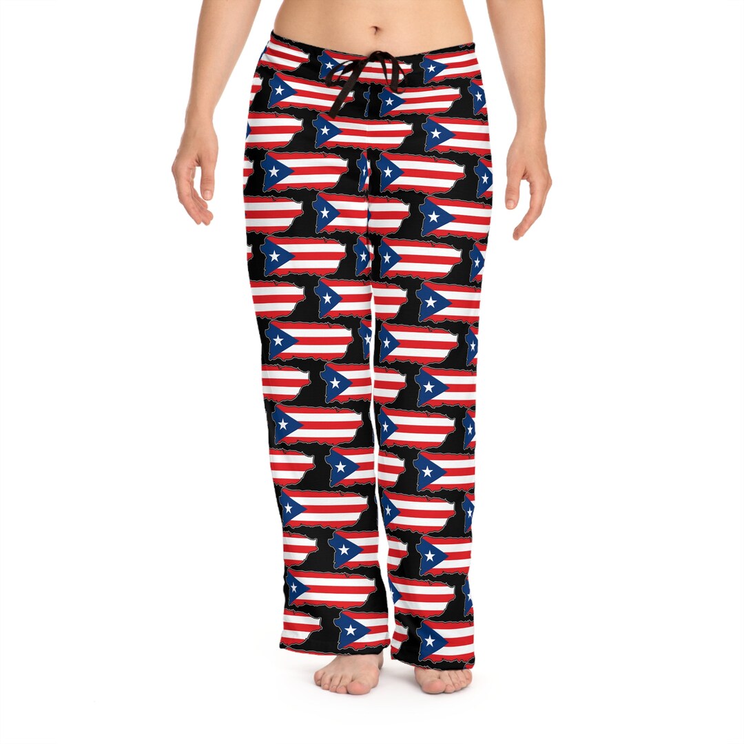 Puerto Rico Country Shape Flag Women's Pajama Pants (AOP) - Multiple ...